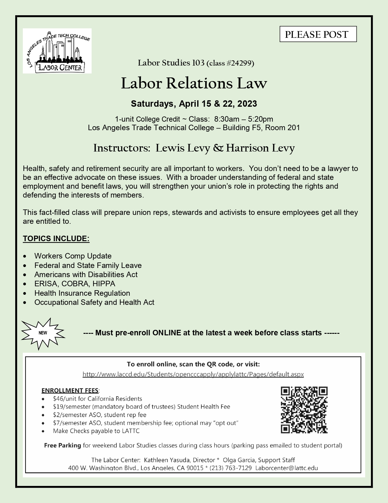Trade Tech Labor Studies Program “Updates on Labor Law”